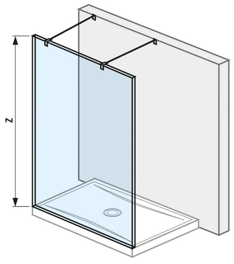 Jika Pure - Skleněná stěna pevná včetně dvou vzpěr, 120x200 cm, s úpravou Jika Perla Glass H2674200026681