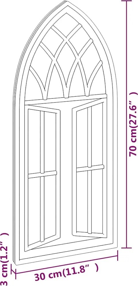 Zrcadlo černé 70 x 30 cm železo do interiéru 3093534