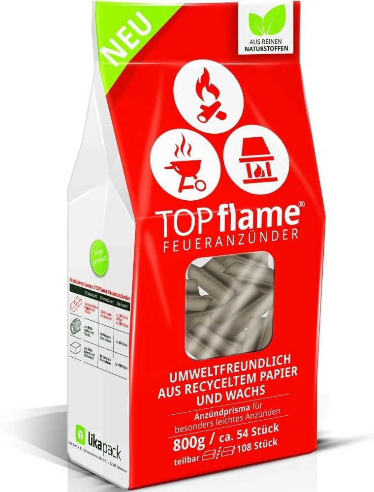 Podpalovač TOP flame červený - 54/108 hranolů