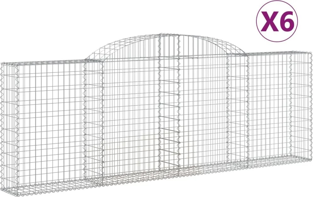 Klenuté gabionové koše 6 ks 300x30x100/120cm pozinkované železo 3146525