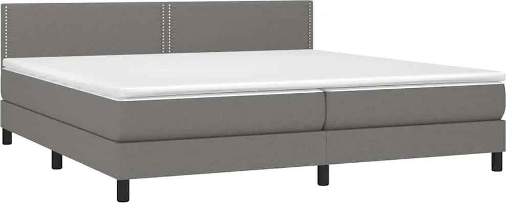 Box spring postel s matrací a LED tmavě šedá 200x200 cm textil 3133102