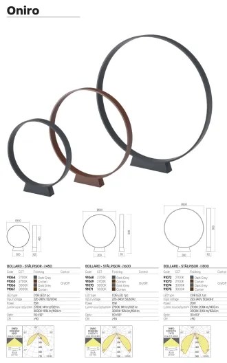 Redo 91066 - LED Venkovní lampa ONIRO LED/15W/230V 49,5 cm CRI 90 IP65 antracit