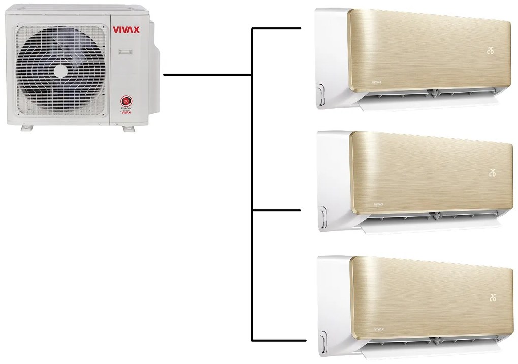 Klimatizace Vivax Design R+ gold 1+3 (2,7kW + 2,7kW + 3,5kW) Multi-split R32