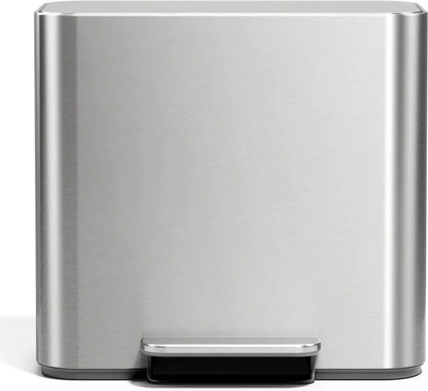 Odpadkový koš na tříděný odpad/nášlapný z nerezové oceli v matně stříbrné barvě 15 l Dual Mini – simplehuman
