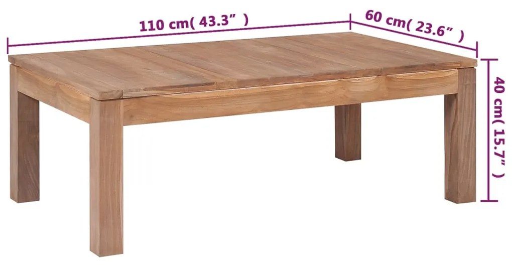 Konferenční stolek masivní teak přírodní povrch 110x60x40 cm,  246955