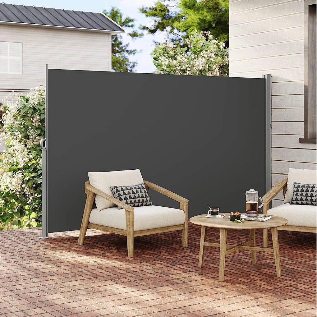 Boční sluneční clona, 180 x 450 cm, kouřově šedá