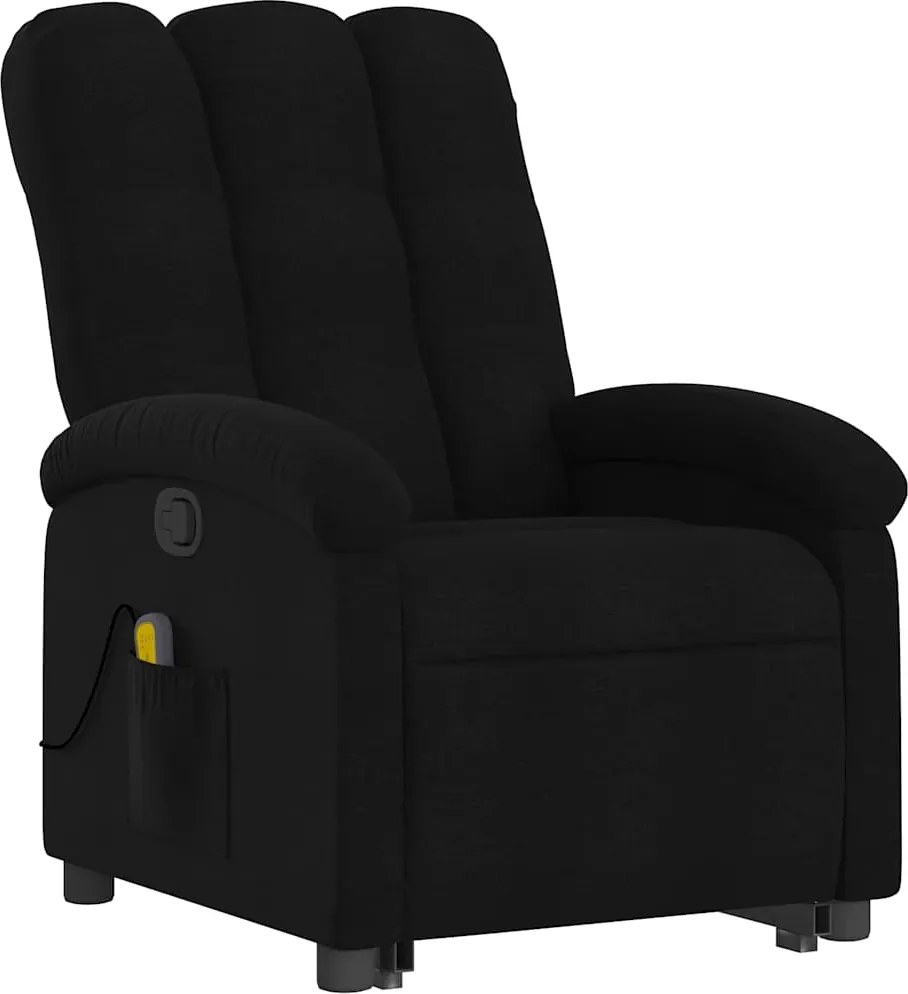 Zvedací masážní polohovací křeslo černé textil 3204106