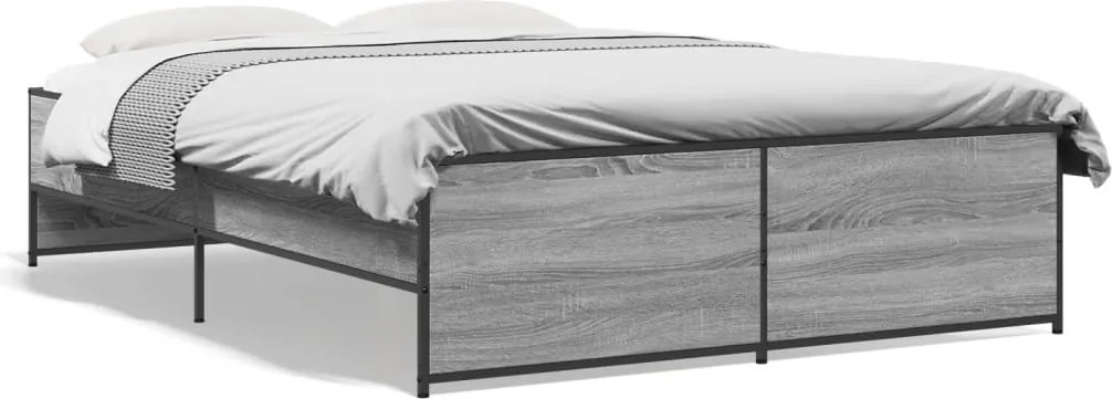 Rám postele šedý sonoma 135 x 190 cm kompozitní dřevo a kov 3279905