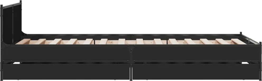 Rám postele se zásuvkami černý 75 x 190 cm kompozitní dřevo 3279972