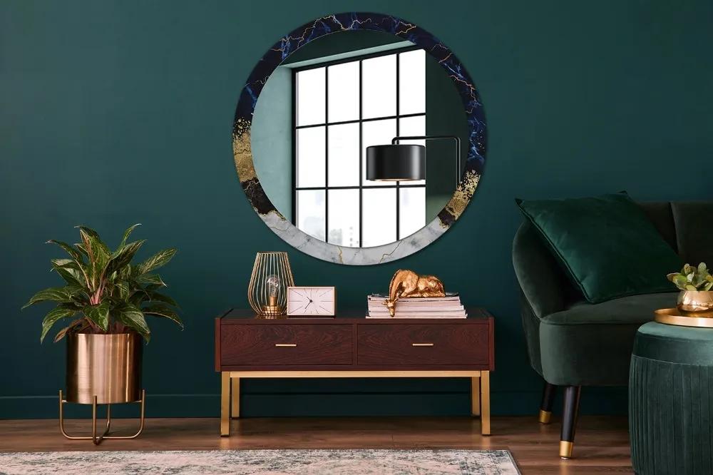 Kulaté dekorativní zrcadlo na zeď Modrý mramor fi 100 cm