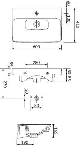 Cersanit - SET B280 LARA MILLE SLIM 60 (SKŘÍŇKA + UMYVADLO), Ořech, S801-319-DSM