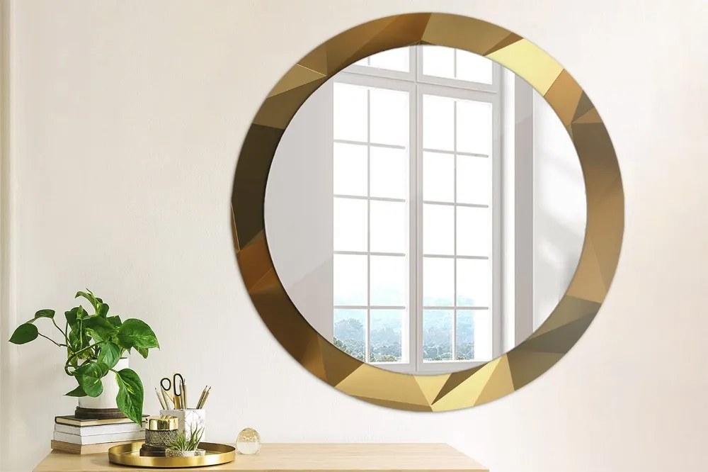 Kulaté dekorativní zrcadlo Zlatá abstrakce fi 80 cm