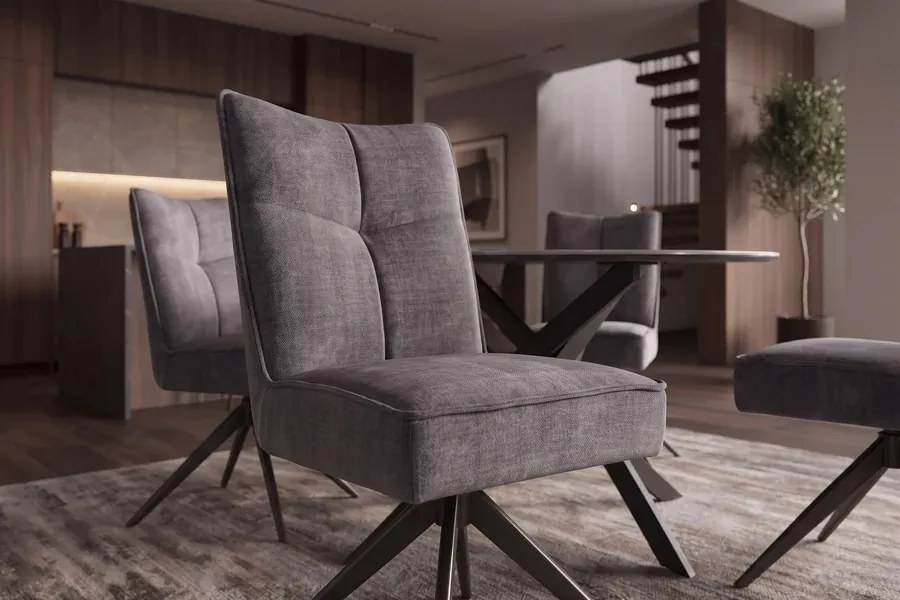 Designová otočná židle Narayan šedý samet