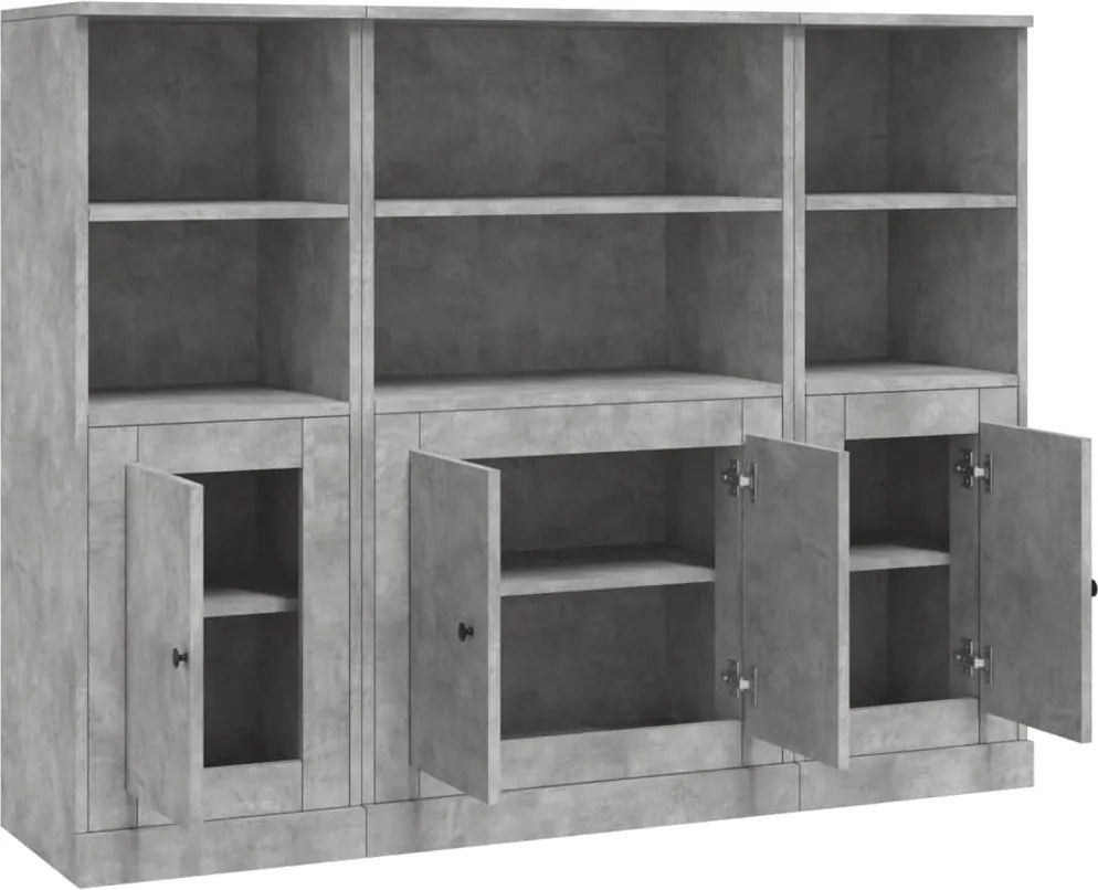 Příborníky 3 ks betonově šedé kompozitní dřevo 3185307