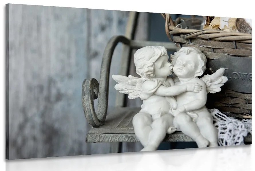 Obraz sošky andílků na lavičce Varianta: 90x60