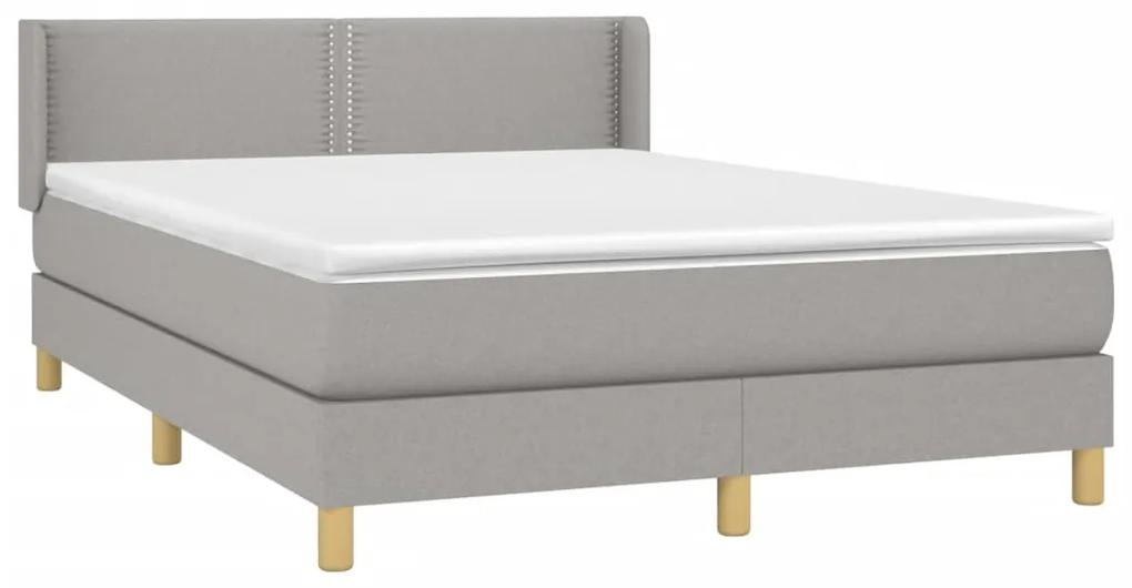 Box spring postel s matrací světle šedá 140 x 200 cm textil,  3130193