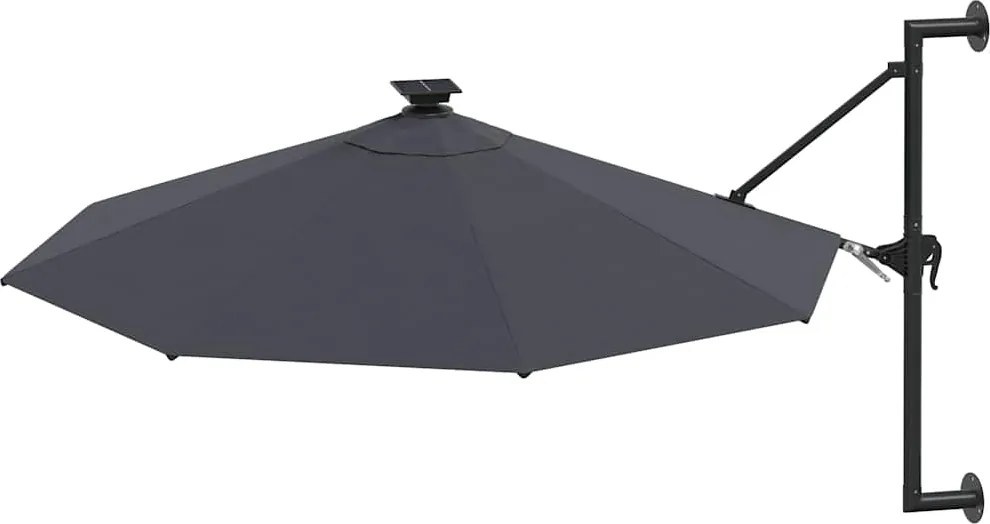Nástěnný zahradní slunečník s LED 300 cm antracitový 312524