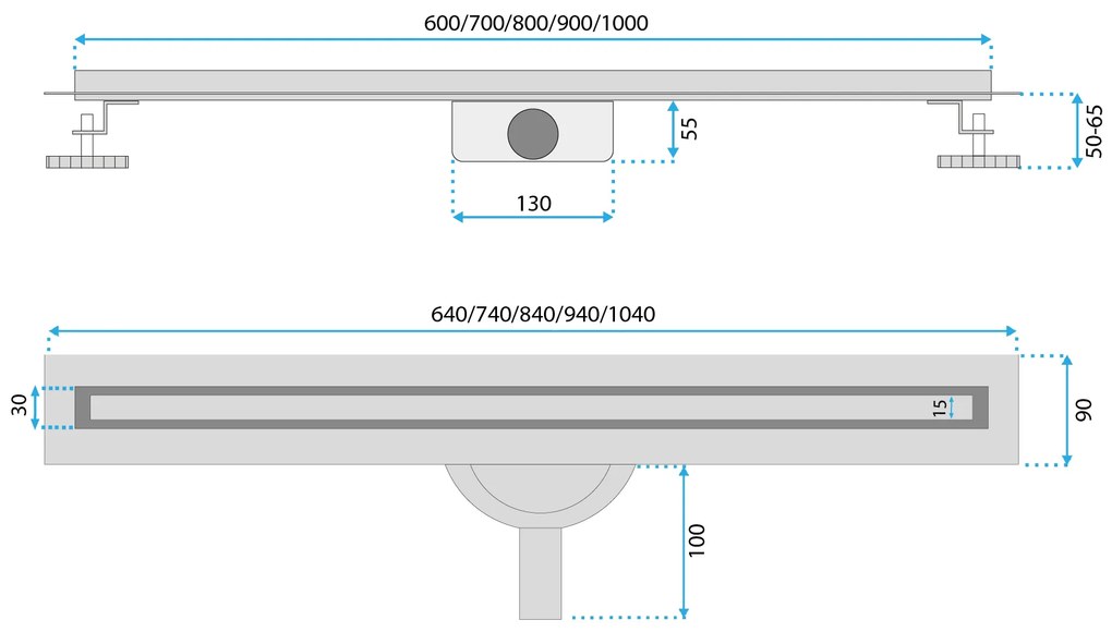 Rea Neox Slim Pro, odtokový sprchový žlab 100 cm, broušená ocel, REA-G5803