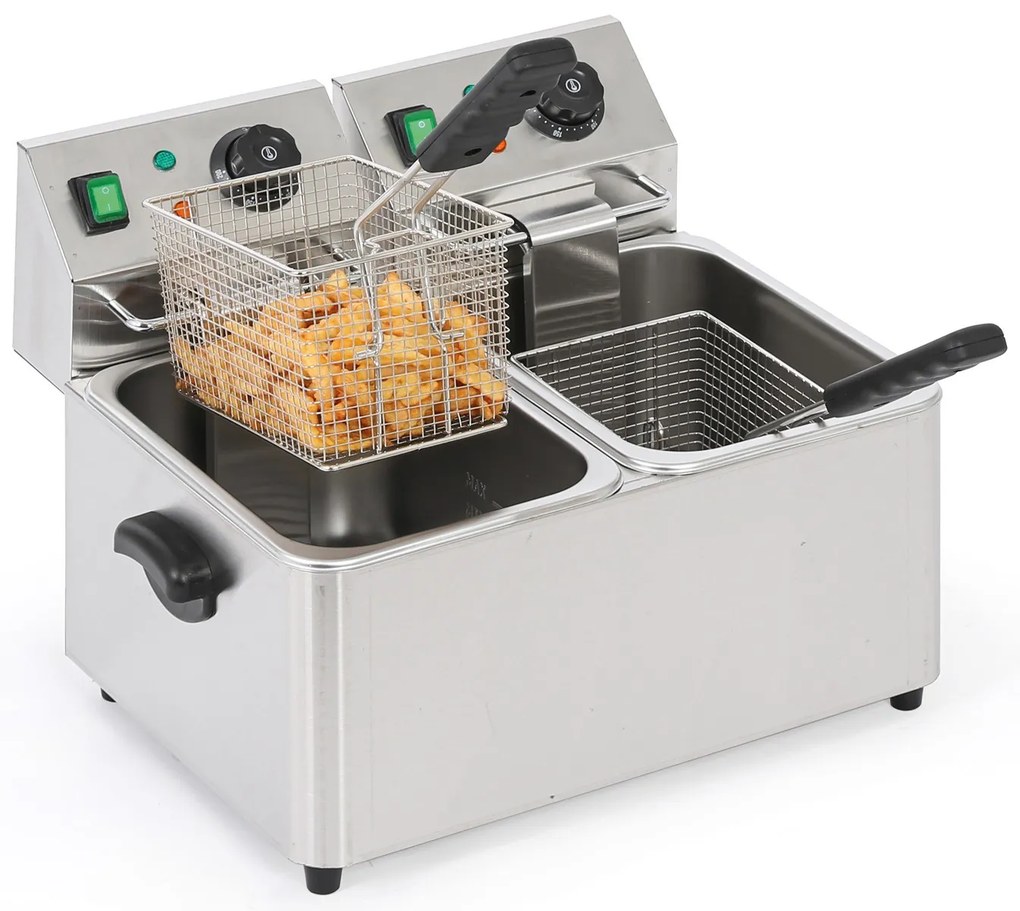 Profesionální elektrická fritéza 2× 4 l, 2× 2000 W