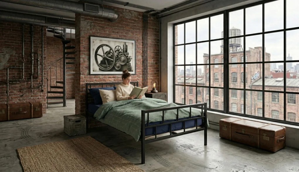 Dede Industriální kovová postel LUSSO 3, 120x200 cm Barva rámu postele: Bílý rám