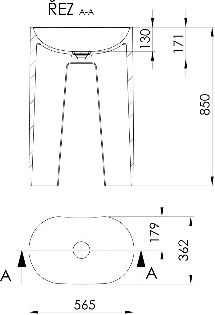 Sapho TREVA volně stojící umyvadlo 56,5 x 85cm litý mramor bílá mat TR565