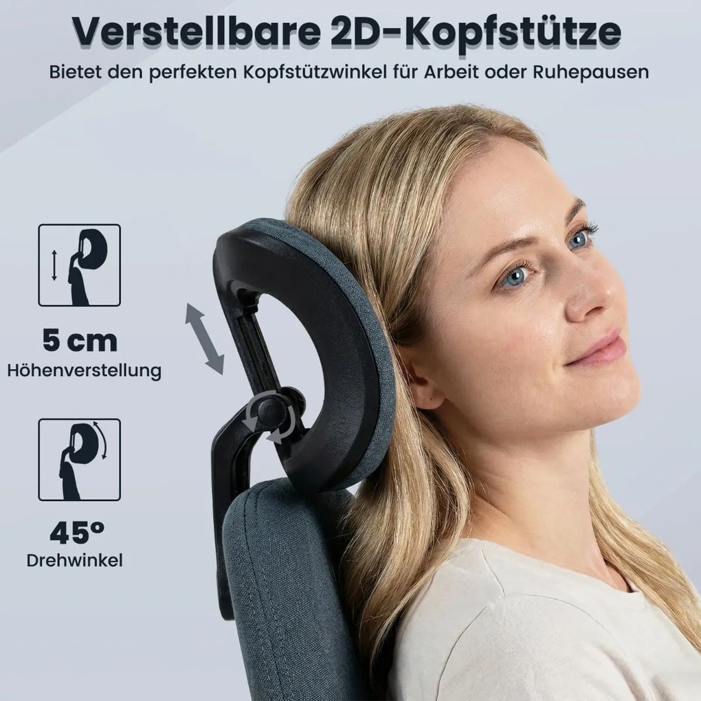 Costway Ergonomická kancelářská židle s lněnou látkou a nastavitelným opěradlem