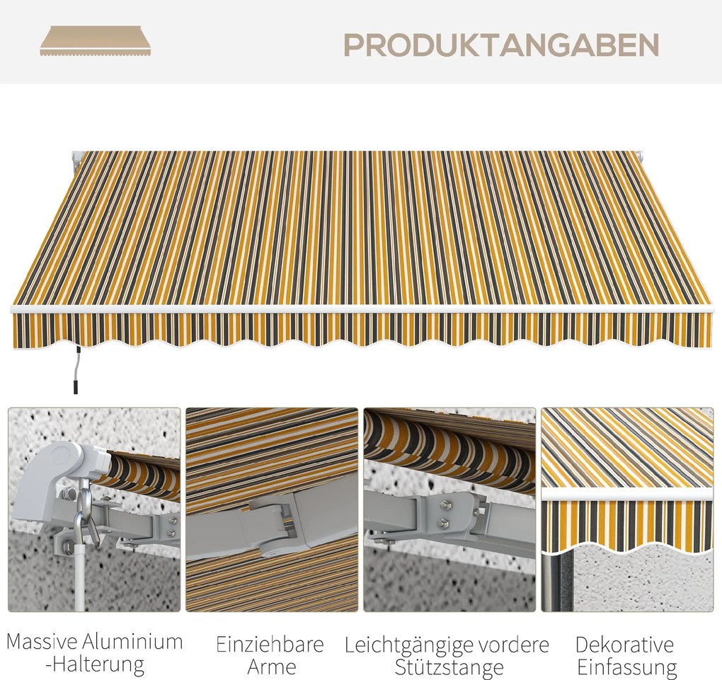 Markýza Sluneční stříška, 3,5 m x 2,5 m, žlutá + šedá