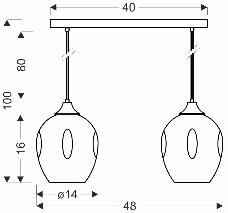 Černo-hnědý závěsný lustr Aspa pro žárovku 2x E27  - Candellux