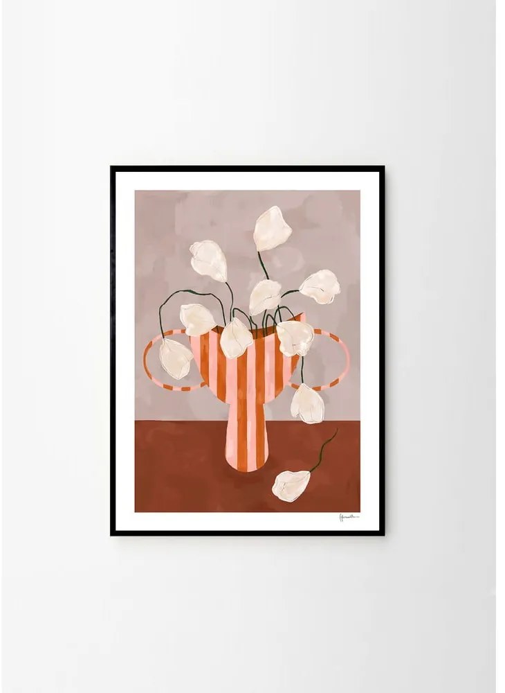Plakát 30x40 cm White Flowers in Striped Vase – Frankie Penwill – The Poster Club
