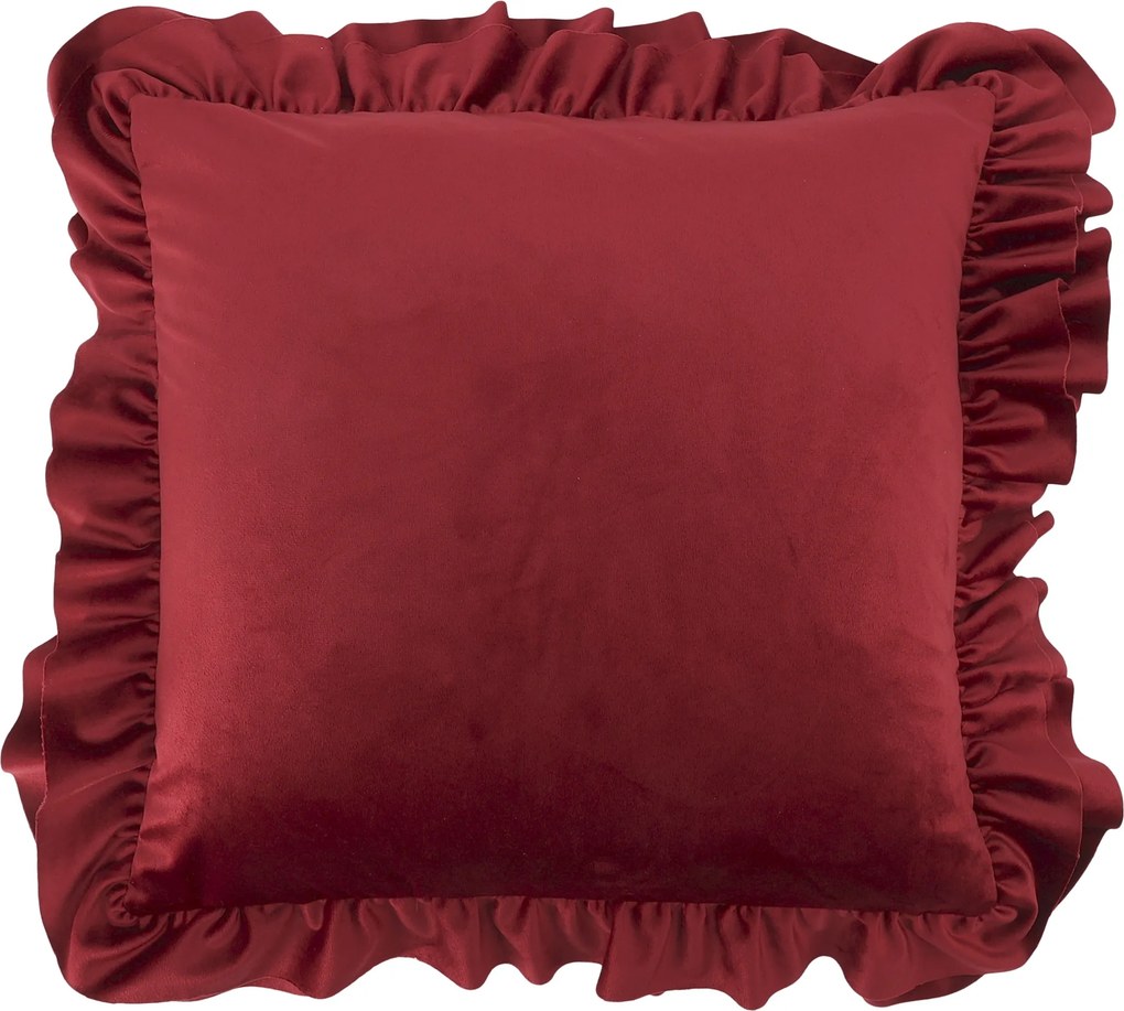 Sametový povlak na polštář Cherry s volánky – 45*45 cm