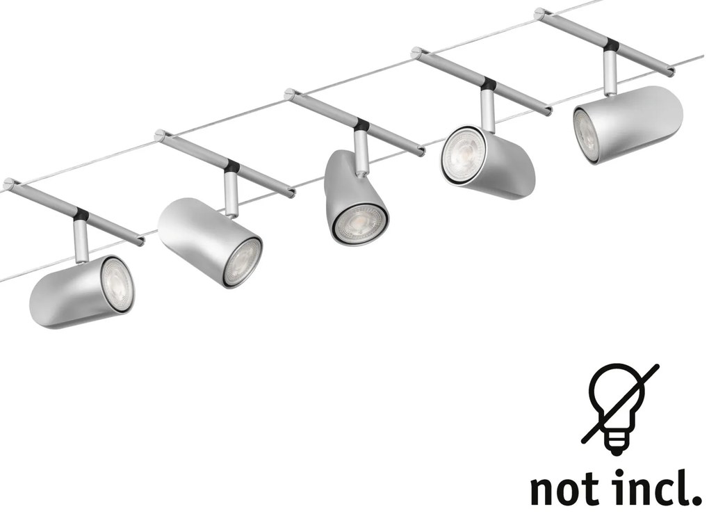 Paulmann 94465 CorDuo Cup Basic, matně chromový lankový systém, 5x max 10W LED 12V, 500cm