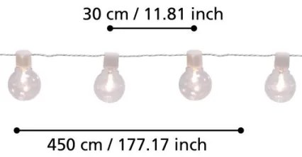 Eglo 900238 - LED Venkovní dekorační řetěz PARTAJ 16xLED/0,064W/24V IP44 bílá