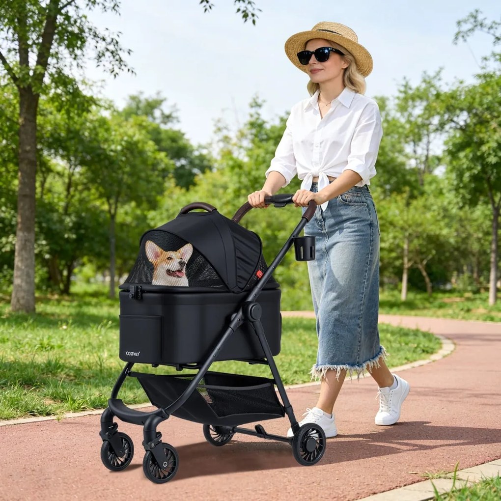 Costway 3 v 1 Pet Buggy s odnímatelným nosičem a nastavitelnou