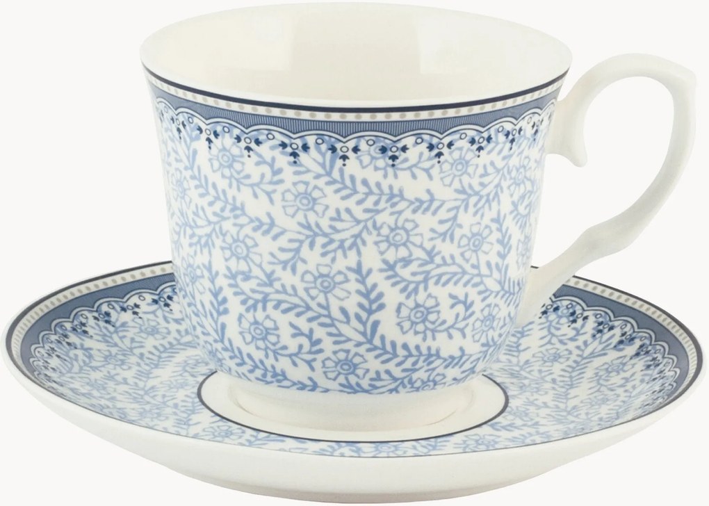 Sada porcelánových šálků na čaj's podšálky Blue Dream, 2 díly
