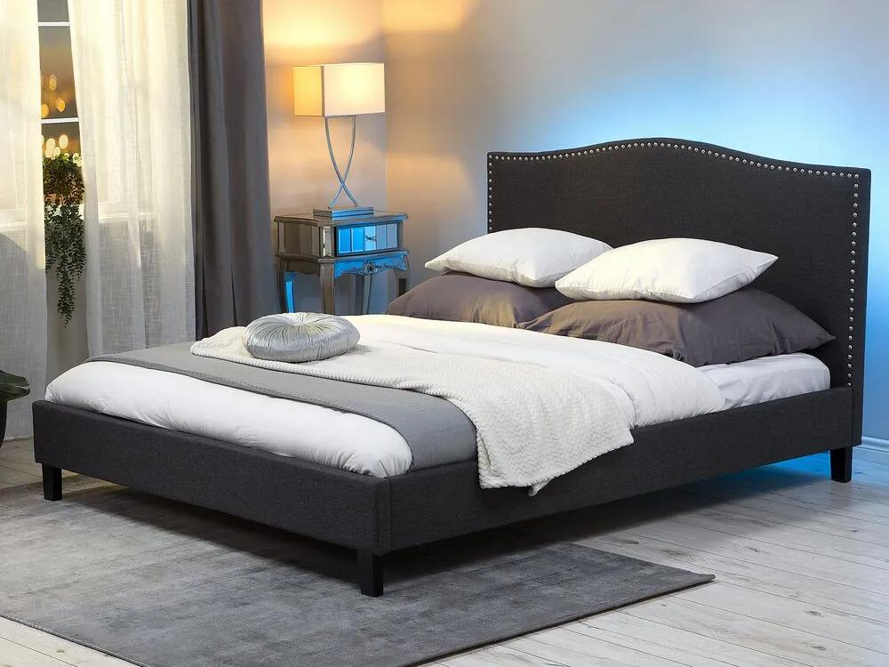 Manželská postel 180 cm MONTHY (s roštem a LED osvětlením) (šedá). 1007386