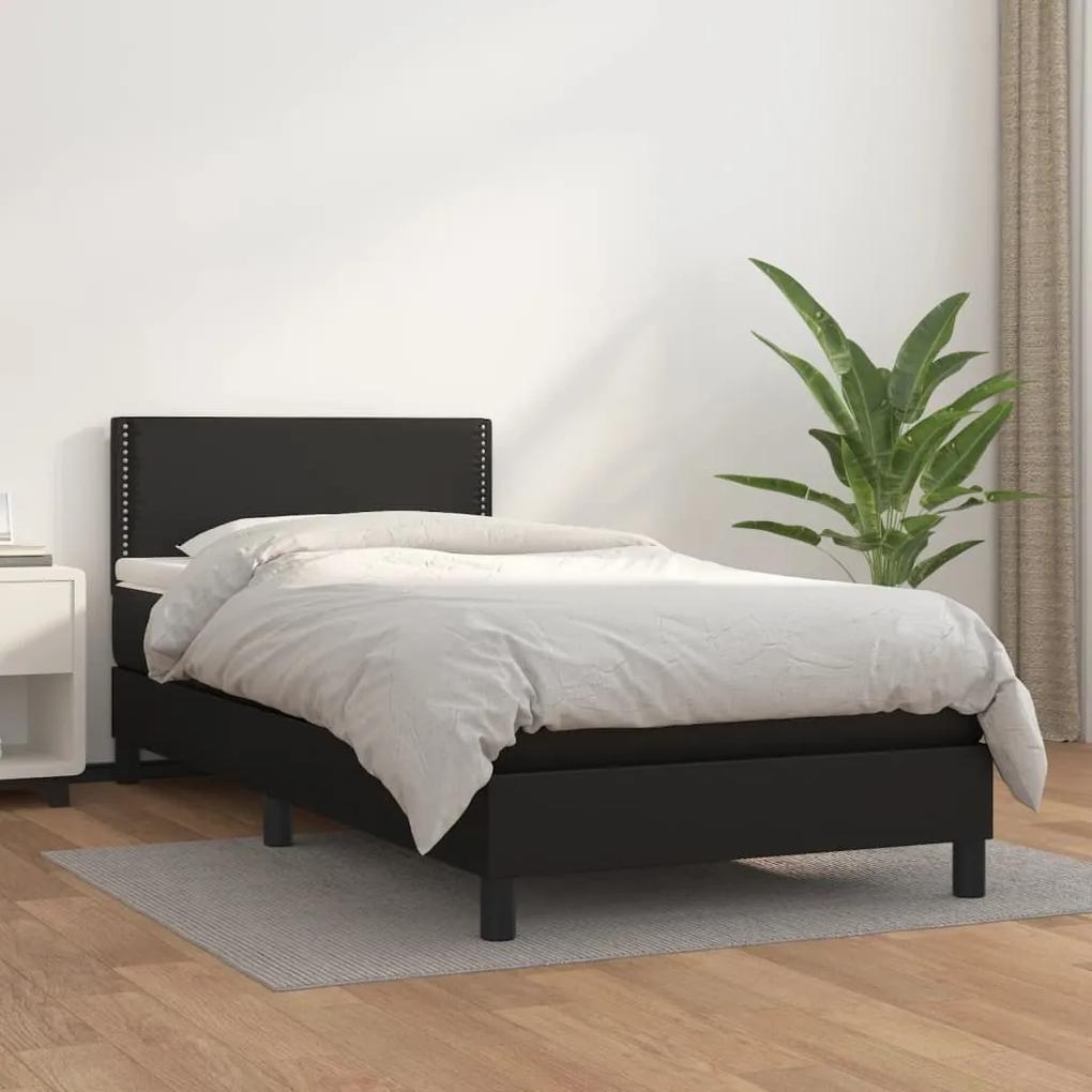 vidaXL Box spring postel s matrací 90x200 cm umělá kůže [3141045] Barva: Černá