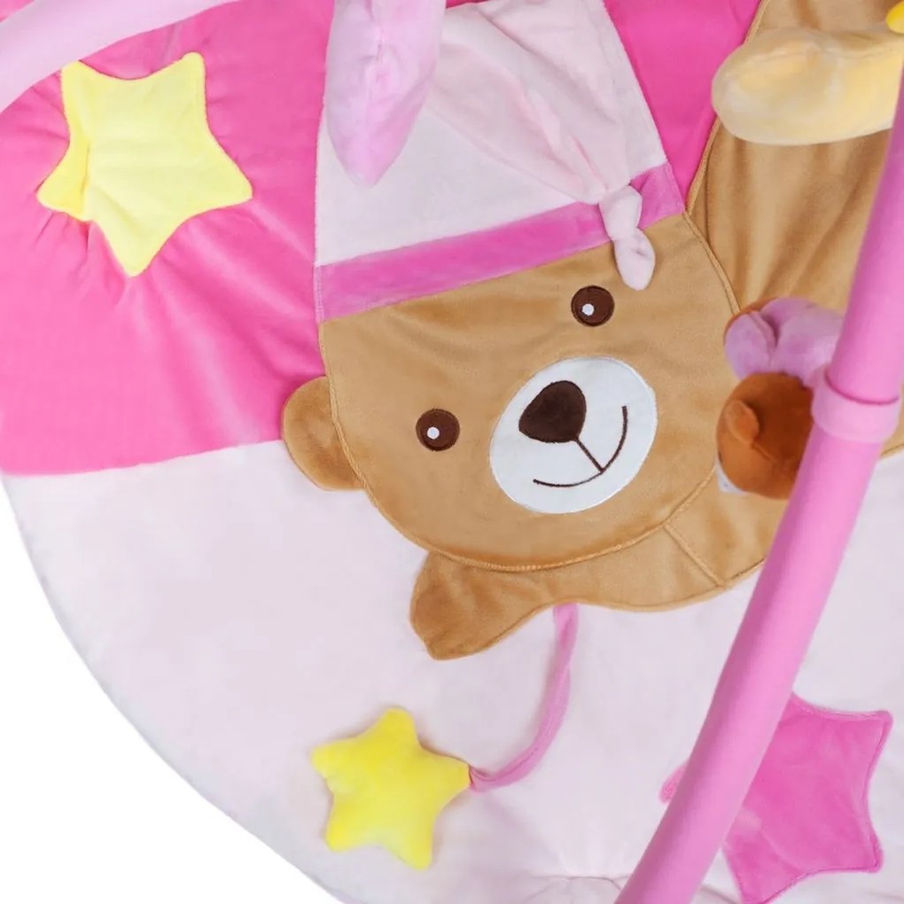 PLAYTO Hrací deka s melodií PlayTo spící medvídek růžová