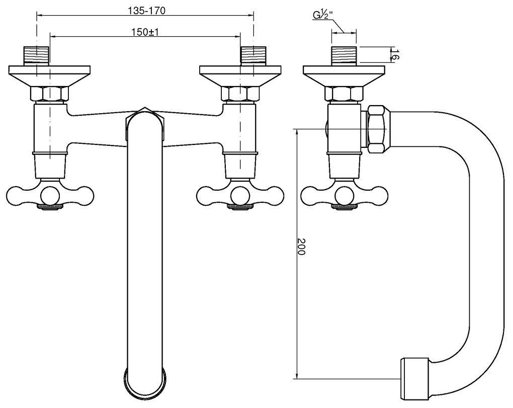 Invena Roma, umyvadlová/dřezová baterie s výlevkou typu U, délka 250 mm, chromová, INV-BC-25-00S-L