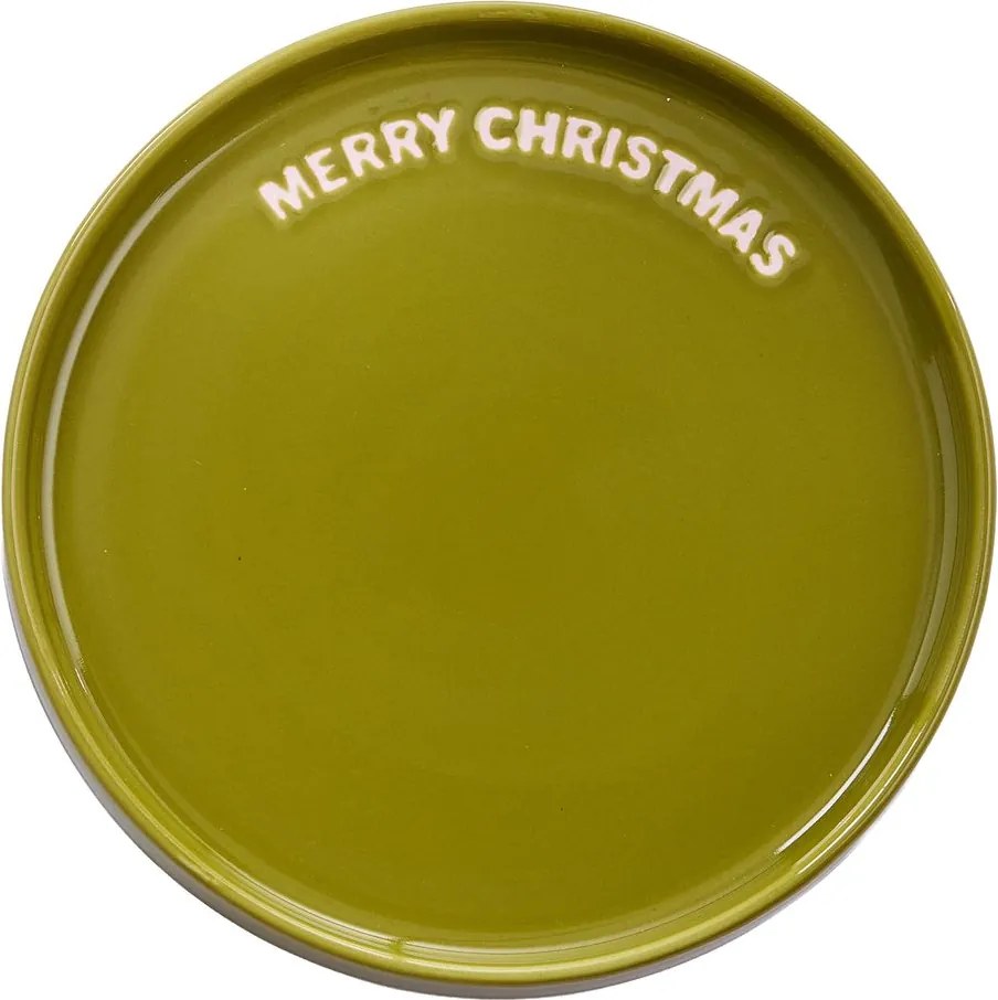 GOOD VIBES Talíř "Merry Christmas" 15 cm - zelená