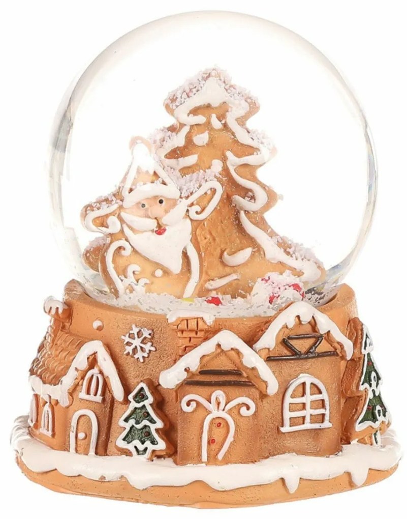 Vánoční sněžítko Perníkový Santa Claus, polyresin, 9 cm