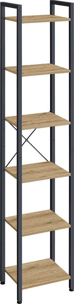 Regál s kovovou konstrukcí TAYLOR 6 polic, dub artisan