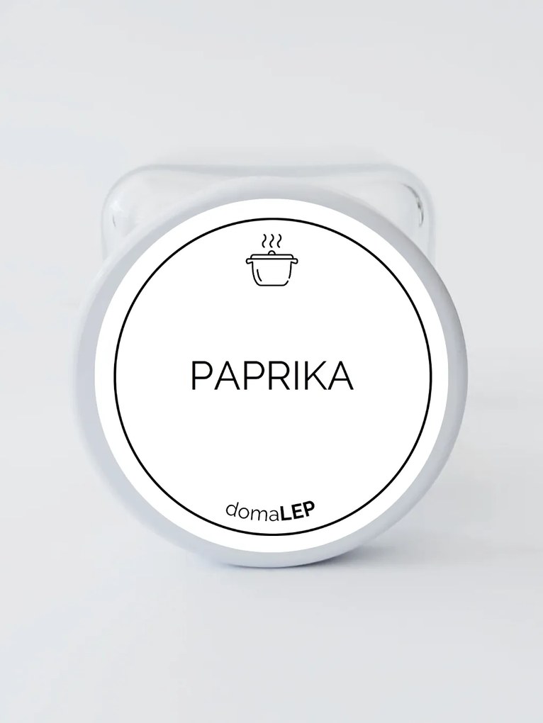 Samolepka na kořenky PAPRIKA bílá 5 cm základní písmo