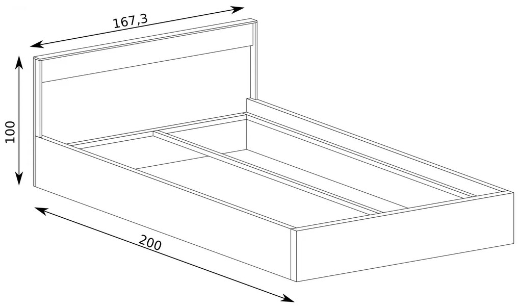 Manželská postel 140 cm Milley 09 (s roštem) (hikora). 1057900