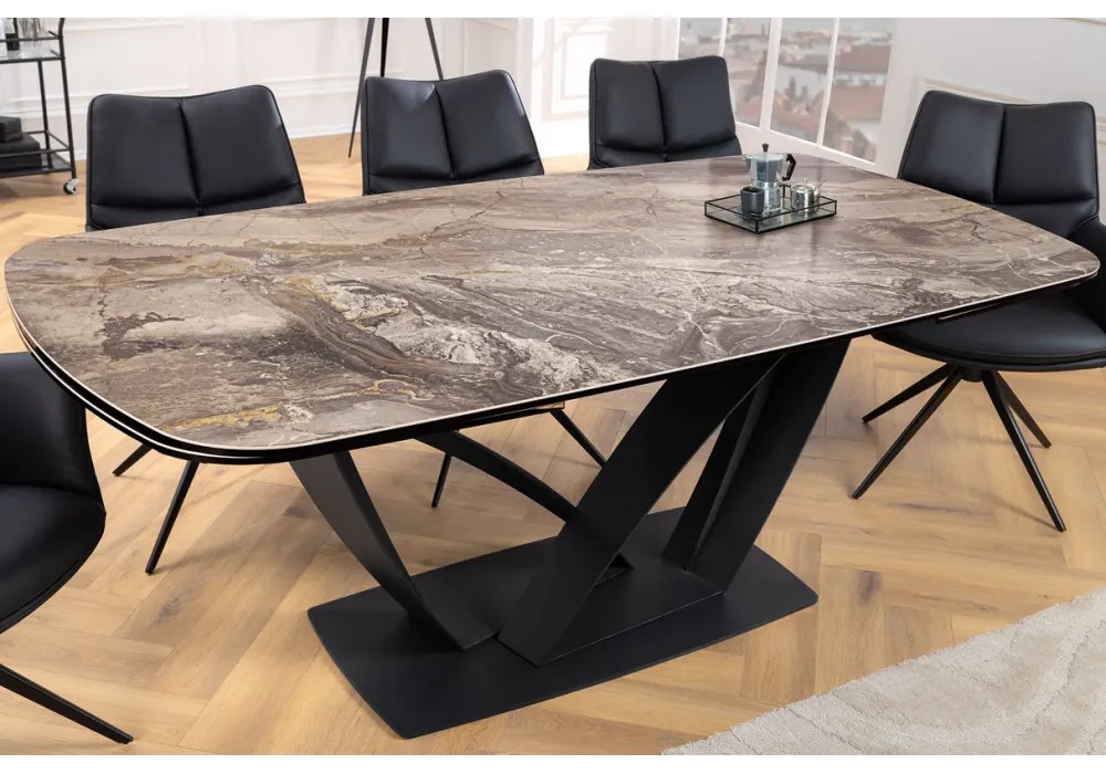 Massive home | Rozkládací keramický jídelní stůl Magma 180-220-260cm taupe mramor