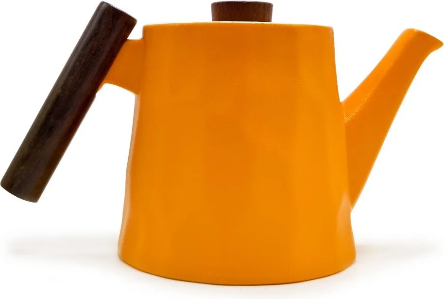 Porcelánová konvice s dřevěnou rukojetí Clementine, 1,2 l – oranžová, s matným povrchem