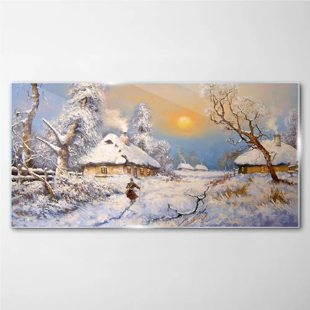 Obraz na skle Venkovský zimní sníh