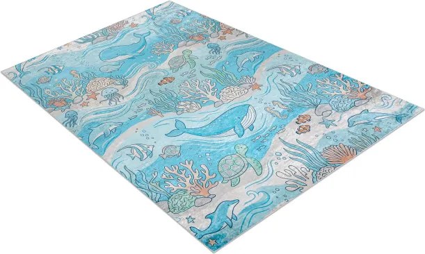 Dětský koberec protiskluzový BAMBINO 61540 modrý / béžový