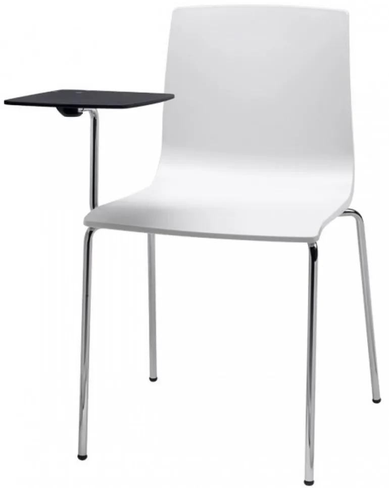 SCAB - Židle ALICE s psacím stolkem - bílá/chrom