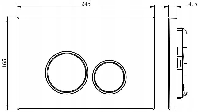 Ovládací tlačítko splachovadla - černé/chromové - dvojčinné - plastové - typ D, 600503