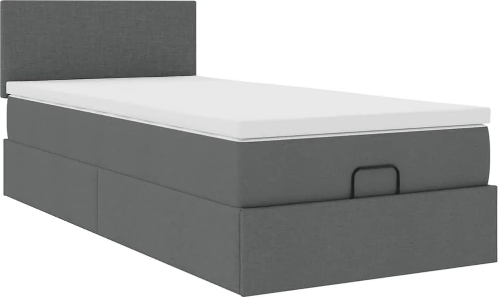 Osmanský rám postele s matrací tmavě šedá 100x200cm textil 3311353